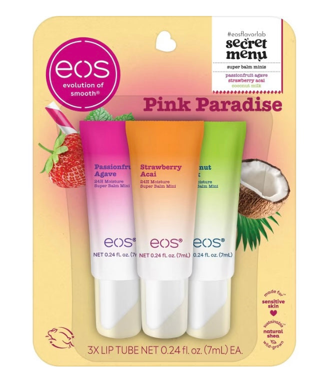 eos Pink Paradise Mini Lip Balm Tube Blister - 0.51oz/3pk – American ...
